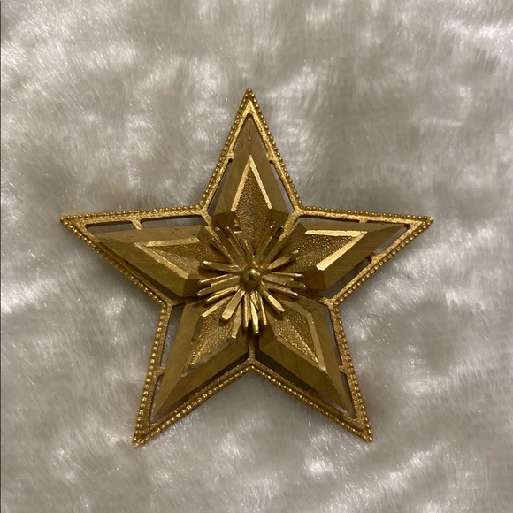 CFW | Jewelry | Vtg Signed Cfw Brushed Gold Tone Double Star Brooch ...
